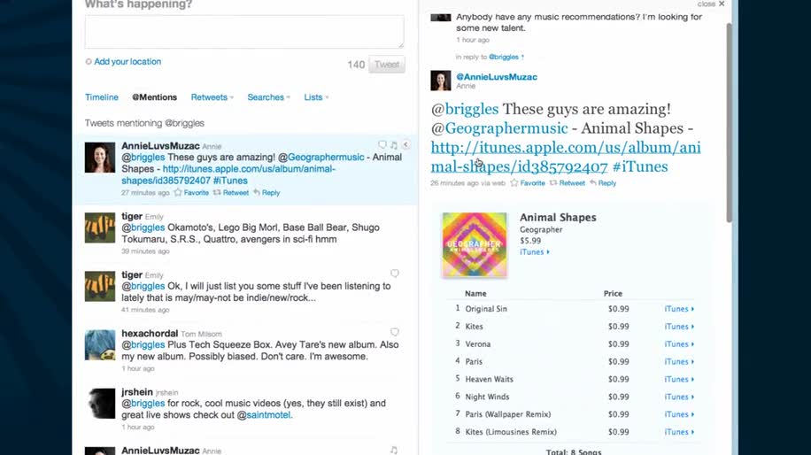 iTunes-Integration in Twitter