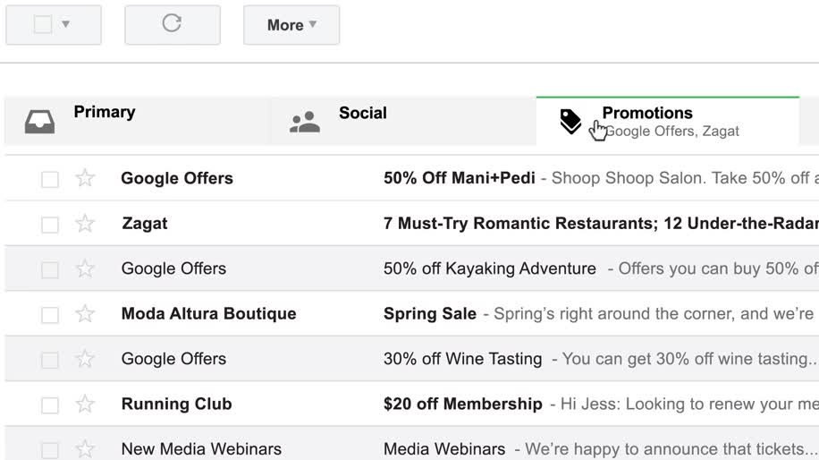 Google Gmail bekommt Tab-Oberfläche